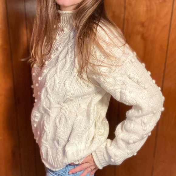 Classic Elements | Sweaters | Classic Elements White Pompom Turtleneck ...